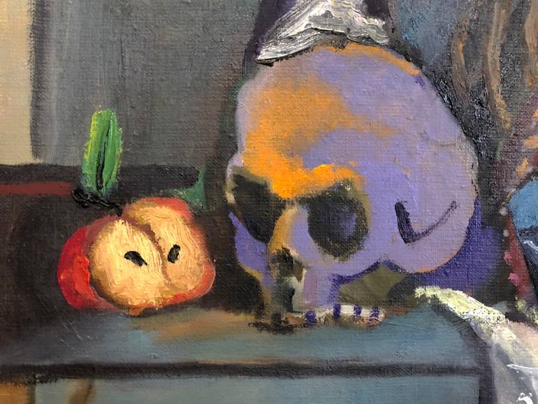 Candle, Skull, Lute and Fruits Painting by Steve Binetti | Saatchi Art