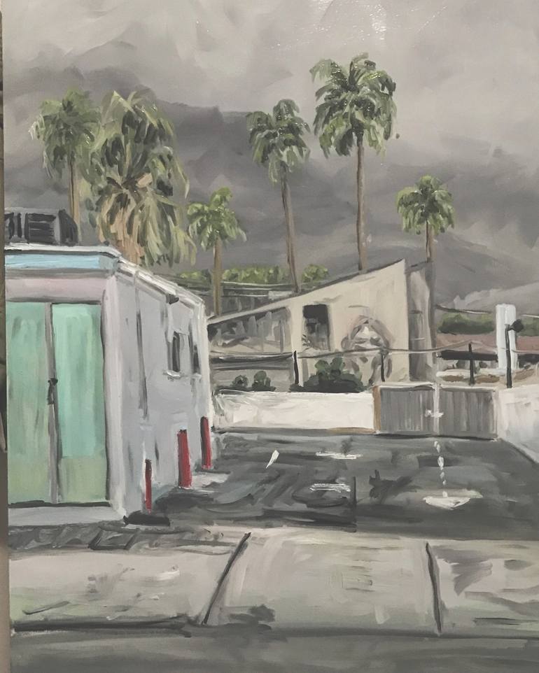 Green Door Carpark Painting by Nicholas Aplin | Saatchi Art