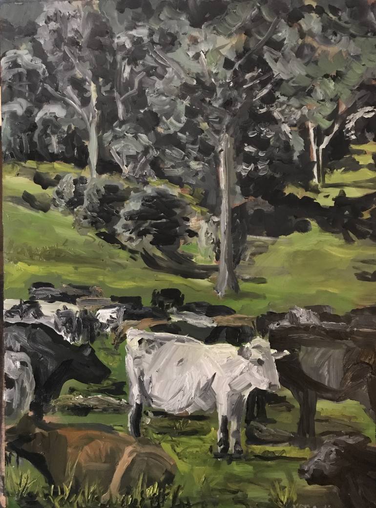 White cow among others Painting by Nicholas Aplin | Saatchi Art