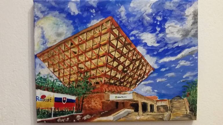 Slovakia Radio Building - Inverted Pyramid Painting by Tom Tanaka ...