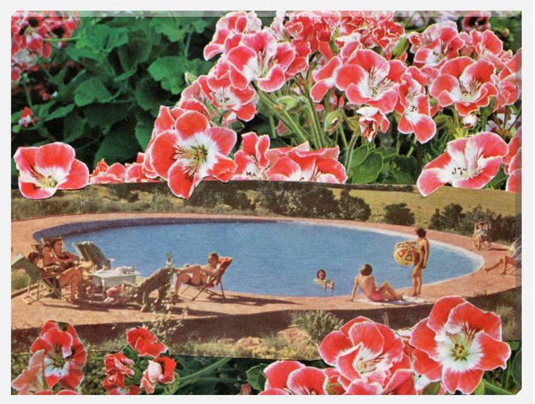Summer by the swimming pool Collage by Maya Land | Saatchi Art