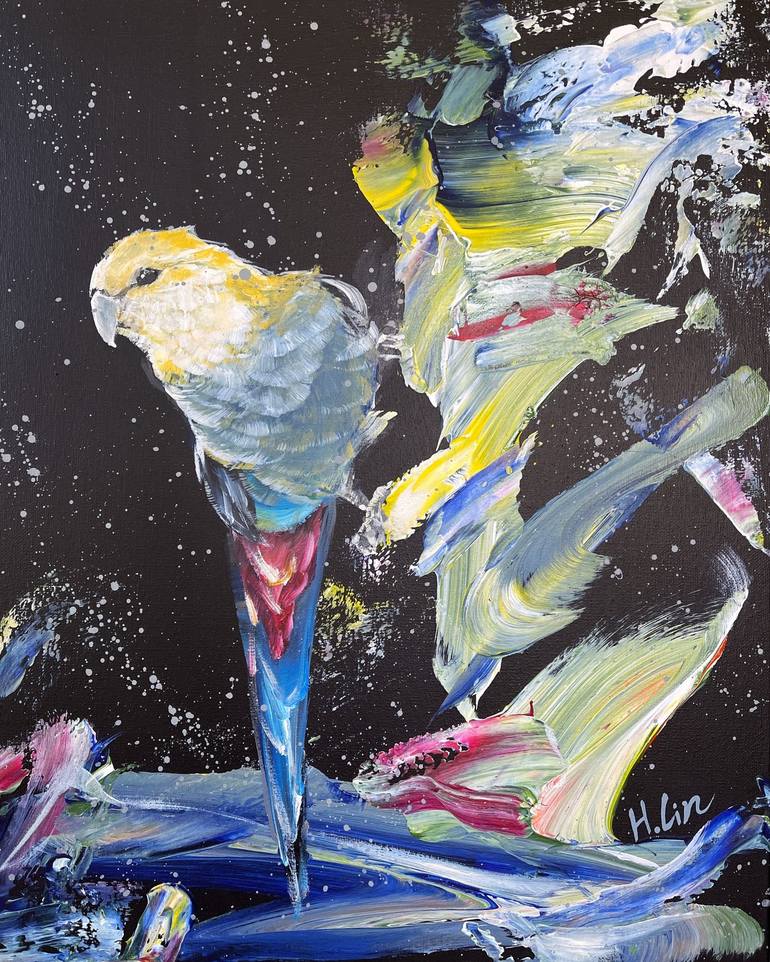 Stand Out Fit In - Pale-headed Rosella Painting by HSIN LIN | Saatchi Art