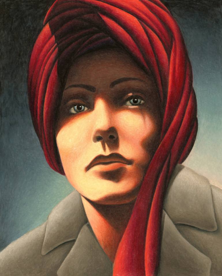 RED TURBAN Painting by Richard Drayton | Saatchi Art