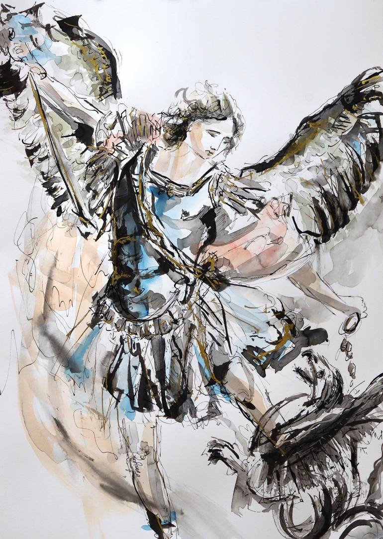 Archangel Michael Drawing by Antigoni Tziora | Saatchi Art United Kingdom