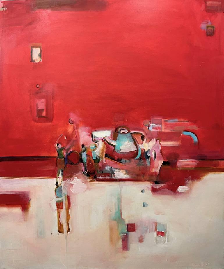 Red and the Kettle Painting by Romuald Musiolik | Saatchi Art