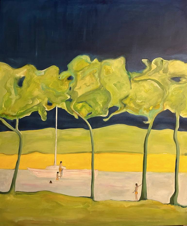 SWIMMING IN THE URUGUAY RIVER Painting by Romuald Musiolik | Saatchi Art