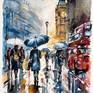 Rainy Day in London Painting by Misty Lady | Saatchi Art