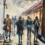 Day at the Train Station Painting by Misty Lady | Saatchi Art