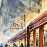 Day at the Train Station Painting by Misty Lady | Saatchi Art
