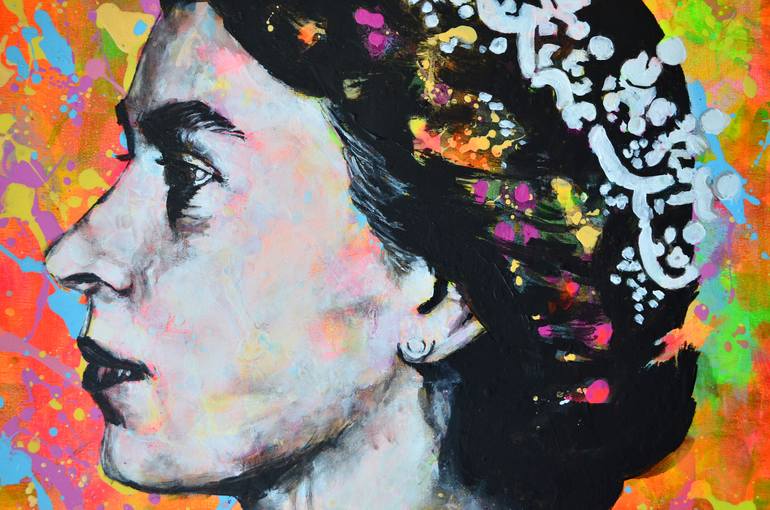 Queen Elizabeth II- Pop art neon portrait Painting by Misty Lady ...