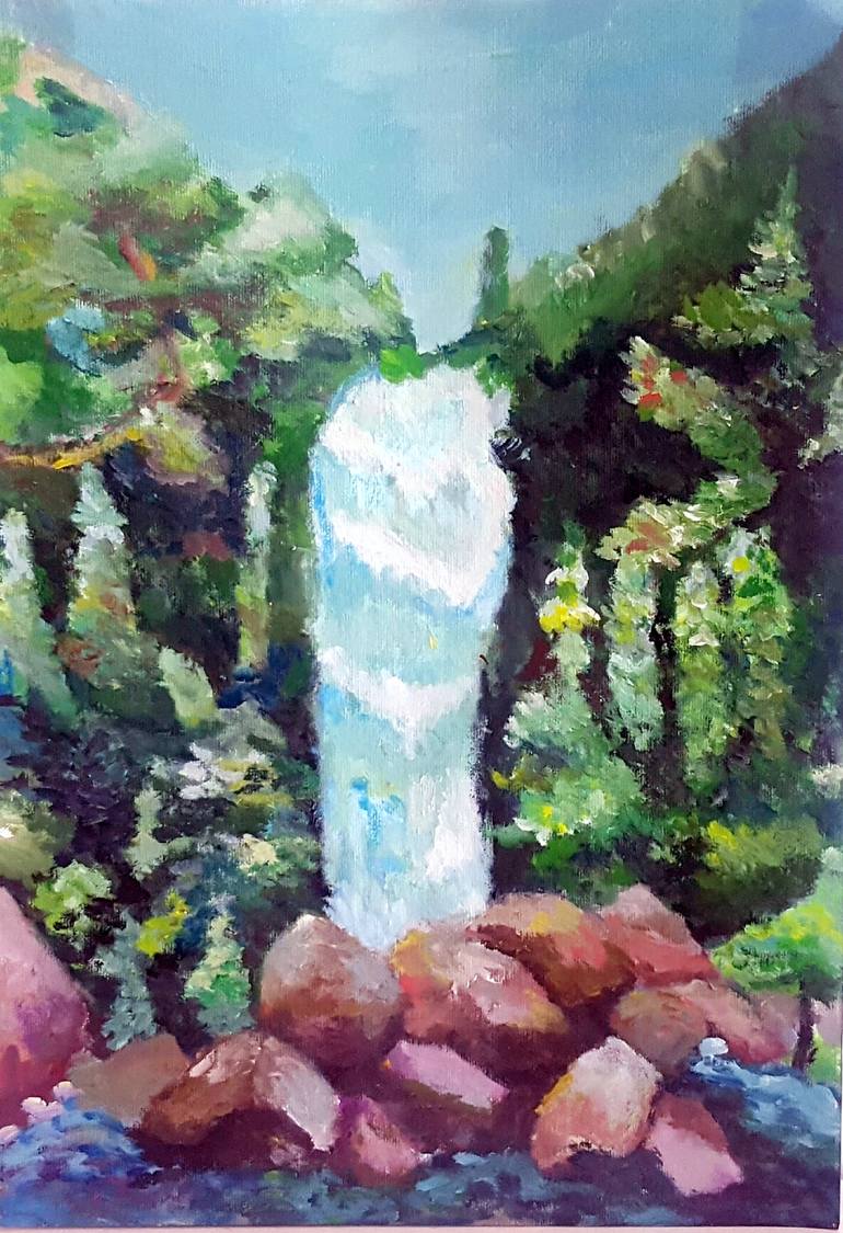 Original Acrylic Waterfalls painting for Sale. Erskine Falls. Landscape ...