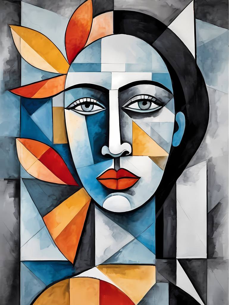 Pablo Picasso Style Woman Cubism Portrait No.1 Digital by Dmitry O ...