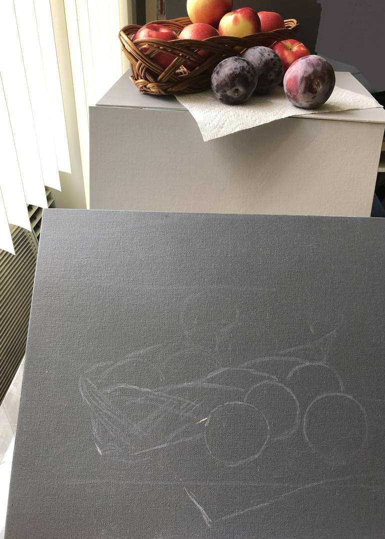 STILL LIFE WITH A BASKET Painting by Aibek Begalin | Saatchi Art