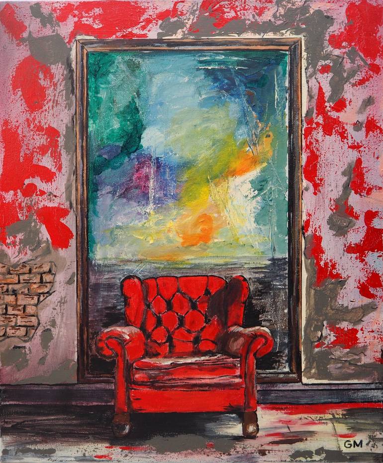 Red lost Chair Painting by Gabriele Mueller | Saatchi Art