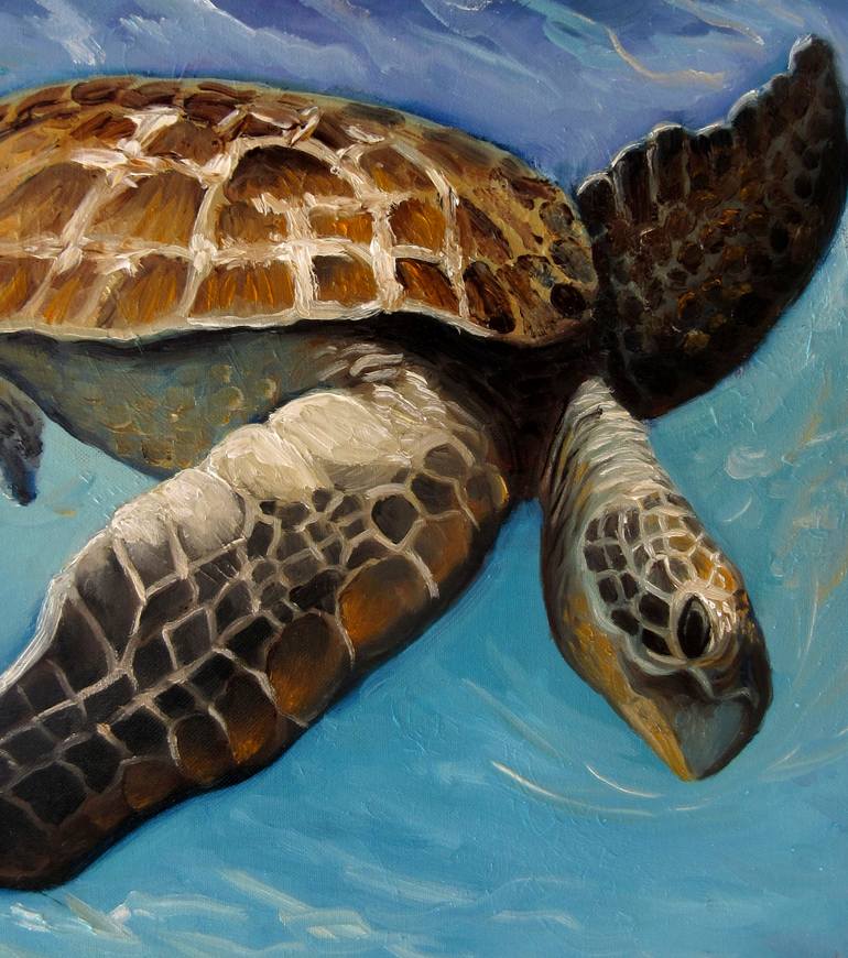 Caribbean turtle Painting by Nadia Bykova | Saatchi Art