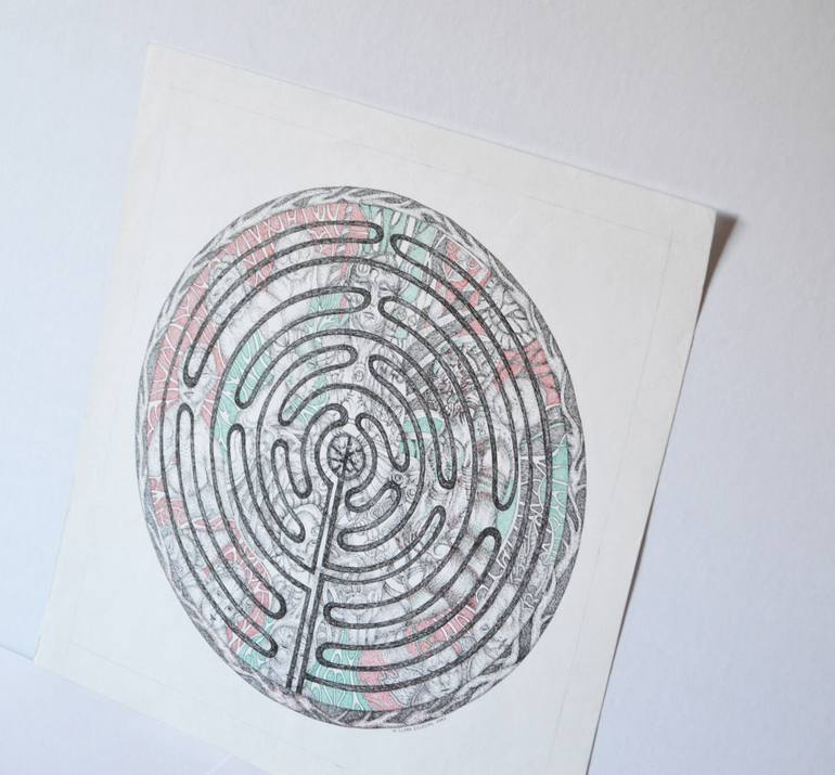 Labyrinth in the Garden Drawing by Maria Clara Iglesias Rondina ...