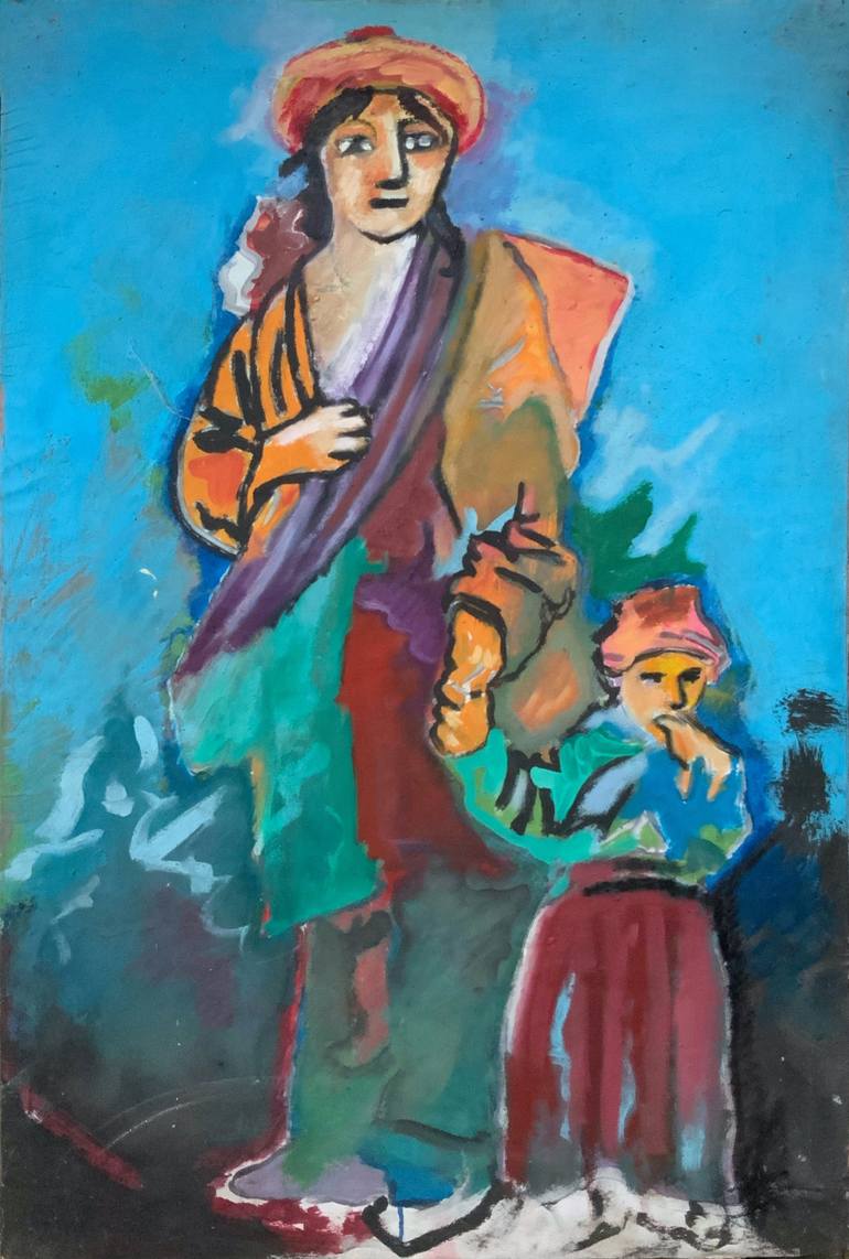 Mother and Child Painting by Joe Strachan | Saatchi Art