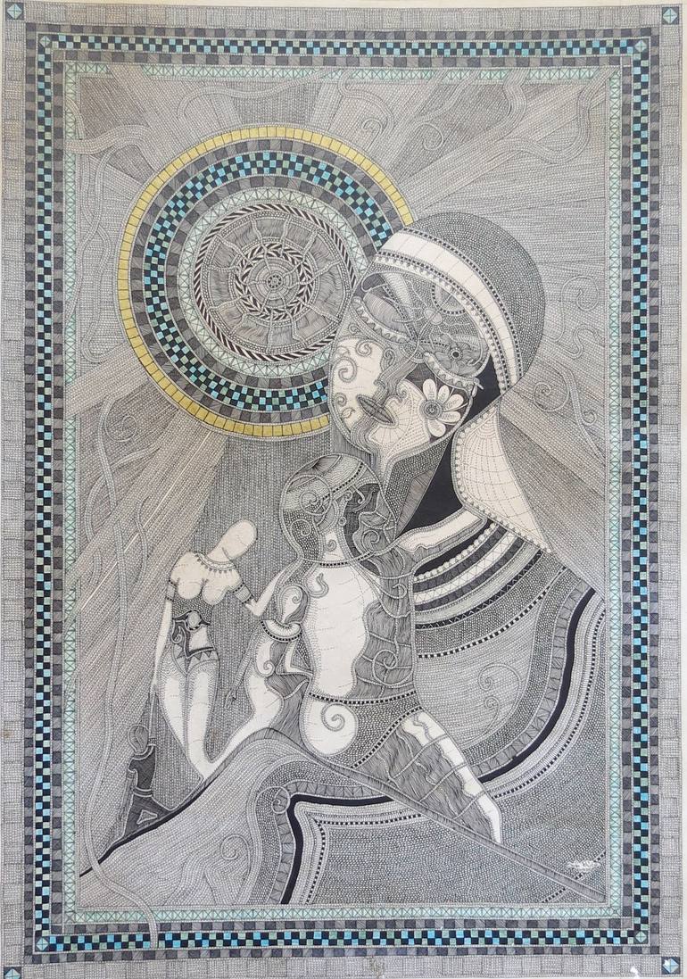 THE WOMAN & HER BABY Drawing by Safa Bute | Saatchi Art