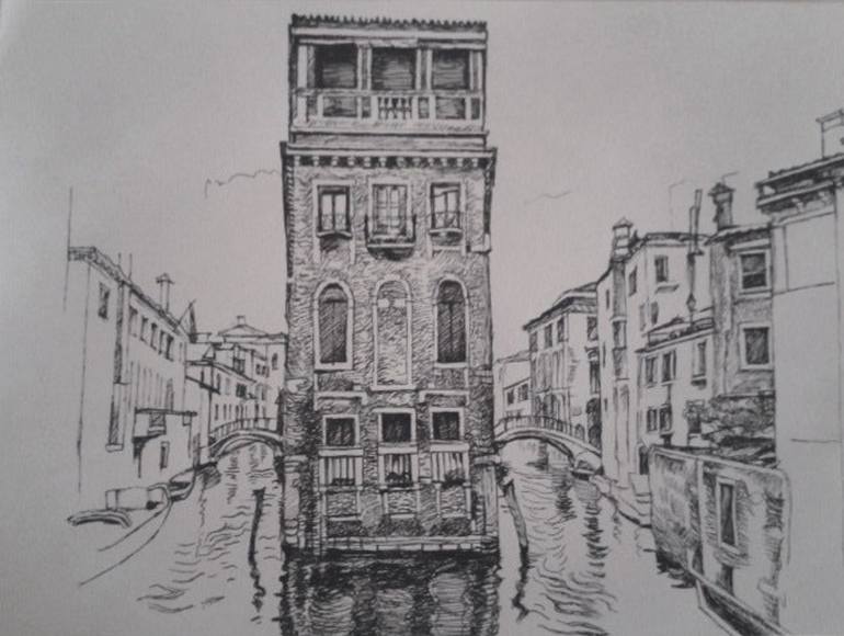 City on the water Drawing by Yana Egorova | Saatchi Art
