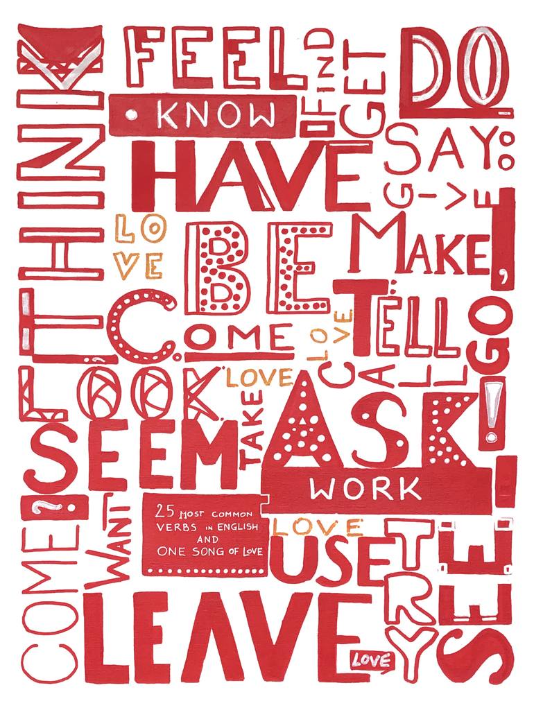 25 Most Common Verbs and One Song Of Love Painting by Sylvia B ...