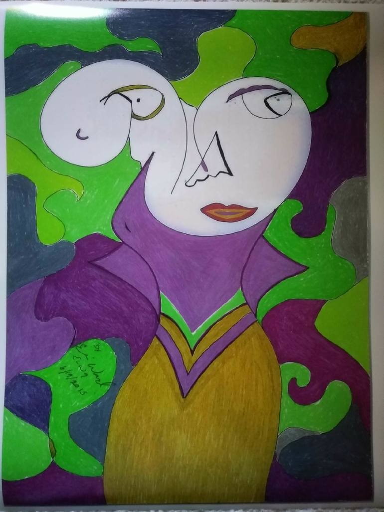 Two Face Figure Woman Drawing by Kayla Ward | Saatchi Art