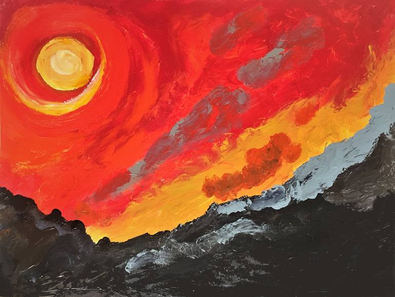 The eternal firey Sun Painting by Melpomeni Georgeadis | Saatchi Art