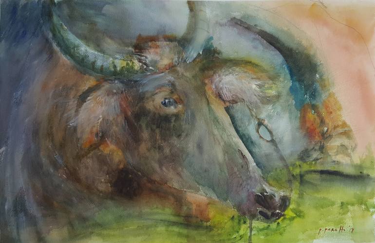 Carabao, Tired & Helpless Painting by Socorro Pinky Peralta | Saatchi Art