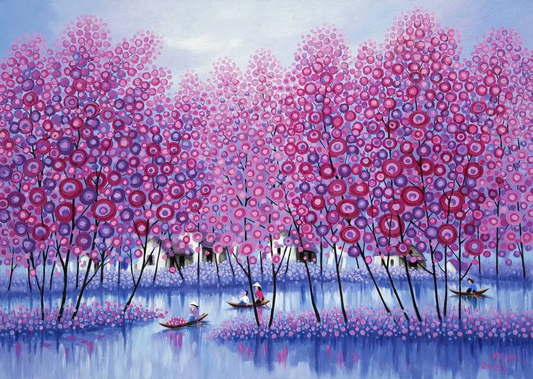 Pink spring Painting by Nguyen Chi Nguyen | Saatchi Art