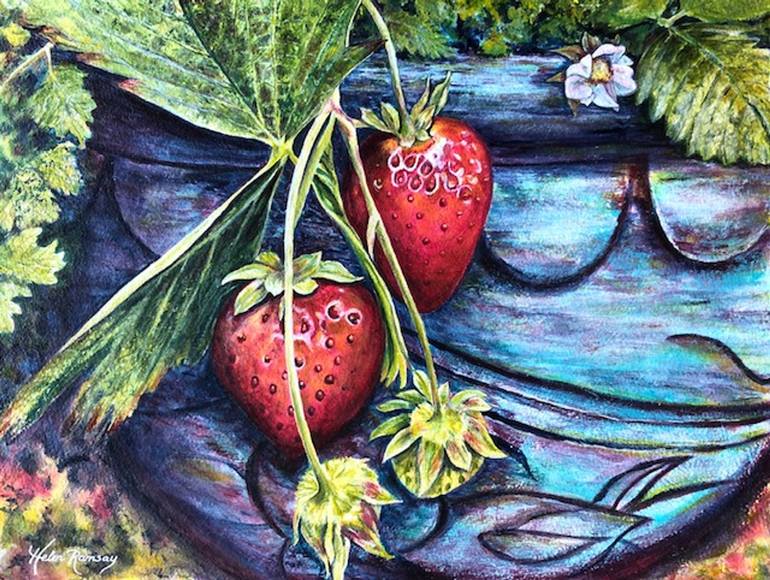 Luscious Strawberries Painting by Helen Ramsay | Saatchi Art