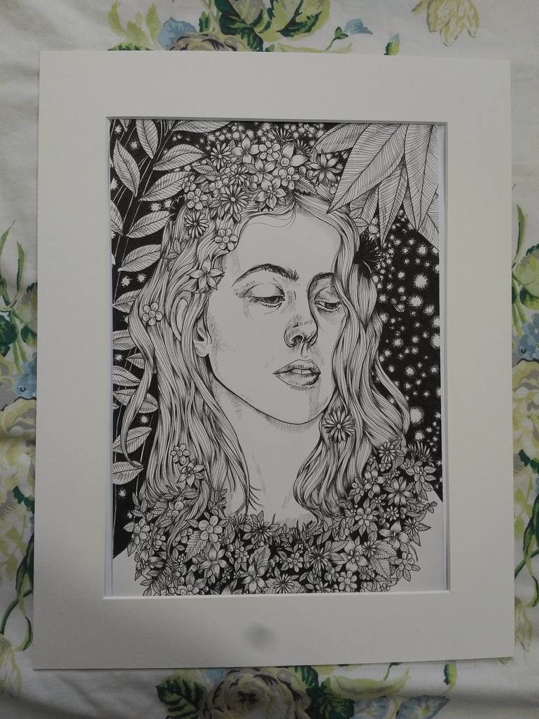 Flower Lady #1 Drawing by Fern Wesson | Saatchi Art