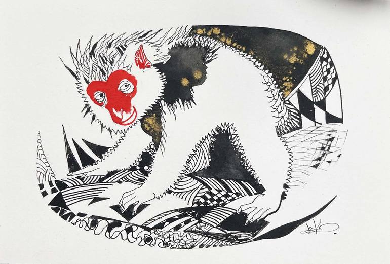 SNOW MONKEY (The Japanese macaque) Painting by Katalina Savola ...