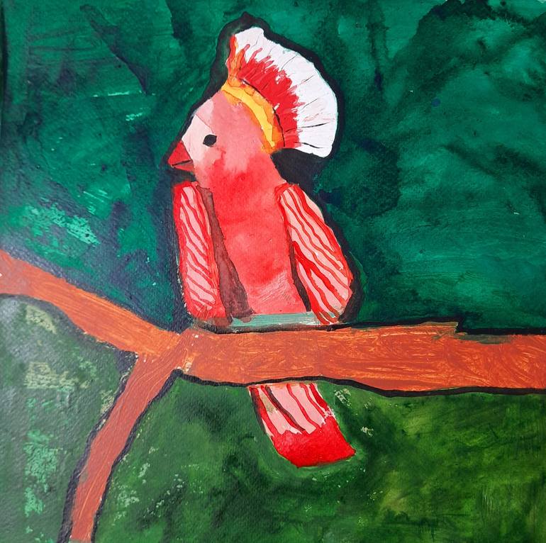 The red bird Painting by Rupinder Kaur | Saatchi Art